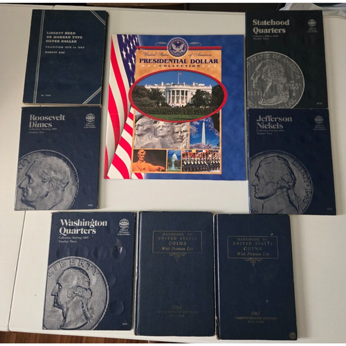 Coin Collector Books Lot of 8, Dollars, Quarters, Dimes, Nickels & Coin ...