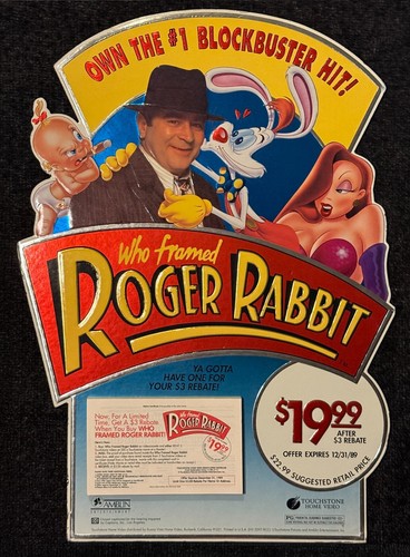 Vintage '89 Who Framed Roger Rabbit VHS Promo Display Standee w ...