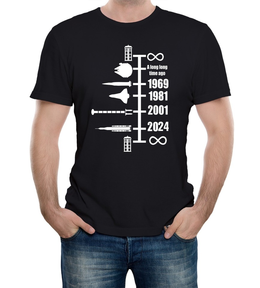 SpaceShip Timeline T-Shirt - Space Stars Science Sci Fi Retro Cool ...