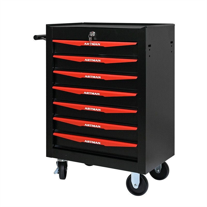 7 Drawers Rolling Tool Box Cart Tool Chest Tool Storage Cabinet w/ Lock ...