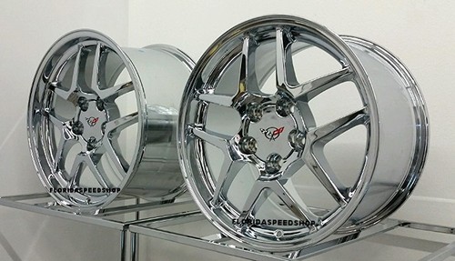 TRIPLE CHROME C5 Z06 CORVETTE WHEELS FITS: 1997-2004 C5 CORVETTE 17/18 ...