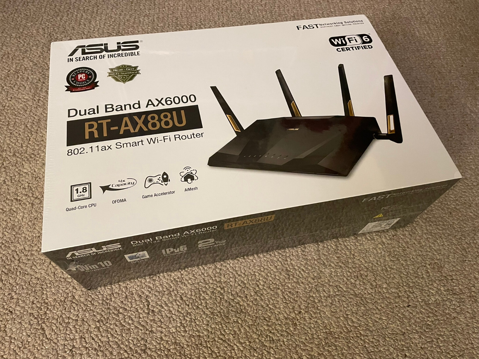 ASUS RT-AX88U AX6000 4804 Mbps Dual-Band Gigabit Router - Black ...