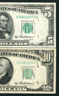 (( TWO NOTES )) $5/ $10 1950 FEDERAL RESERVE NOTE ** PAPER CURRENCY | eBay