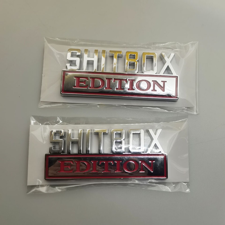 2X SHITBOX EDITION 3D Emblem Decal Badge Stickers For Universal Car Red ...