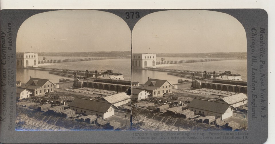 Power Dam and Locks in Mississippi River at Keokuk IA Keystone ...