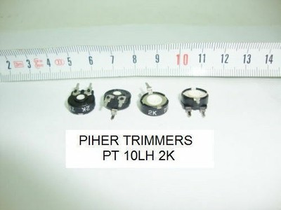 2 x POTENTIOMÈTRES - COUPE-BORD. PIHER PCB PT10LH 2KOhm (10mm. diamètre ...
