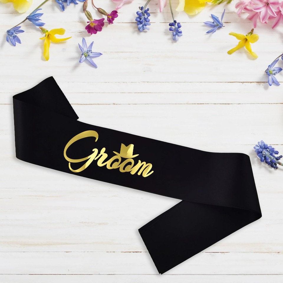 Black + Gold "Groom" Sash for Groom to Be Engagement Bachelor Wedding ...