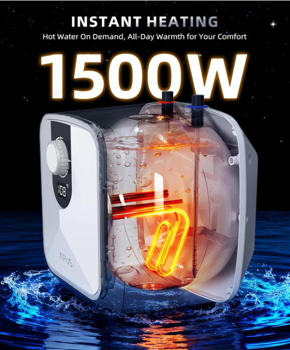 APUS 4 Gallon Electric Mini-Tank Water Heater,Small Under Sink Water ...