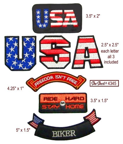 Lot of 5 Biker Patches - Embroidered Sew On Patches USA Freedom | eBay