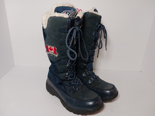 Pajar 63 Canada Greenland Women Tall Zip Lace Boots Blue Sherpa Lined ...