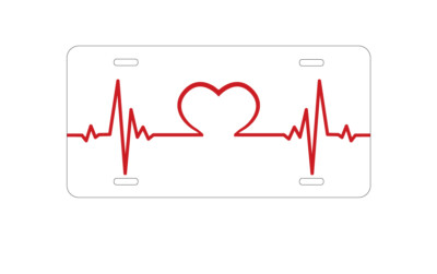 Aluminum License Plate - - Heart Pulse EKG Red Valentine | eBay