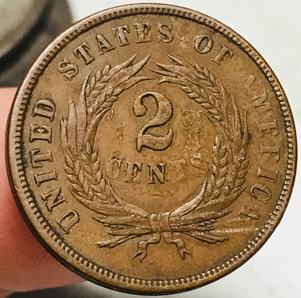 1864 Two Cent Piece 2C Civil War Date Large Motto US Copper Coin ...