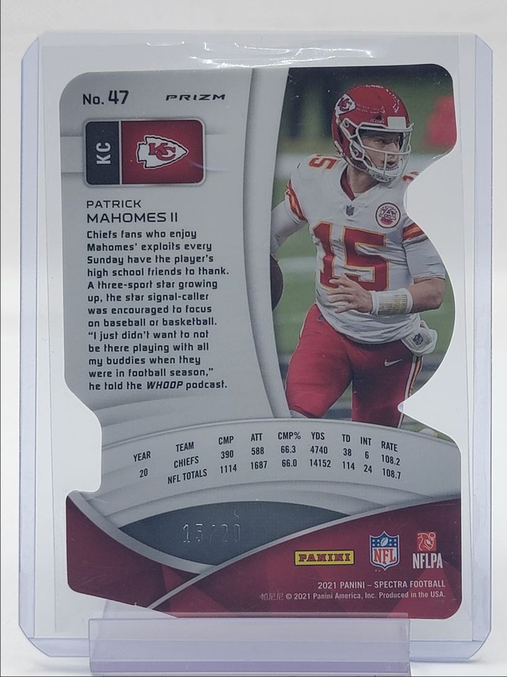 PATRICK MAHOMES II 2021 SPECTRA FOOTBALL NEON PINK DIE CUT CHIEFS /20 ...