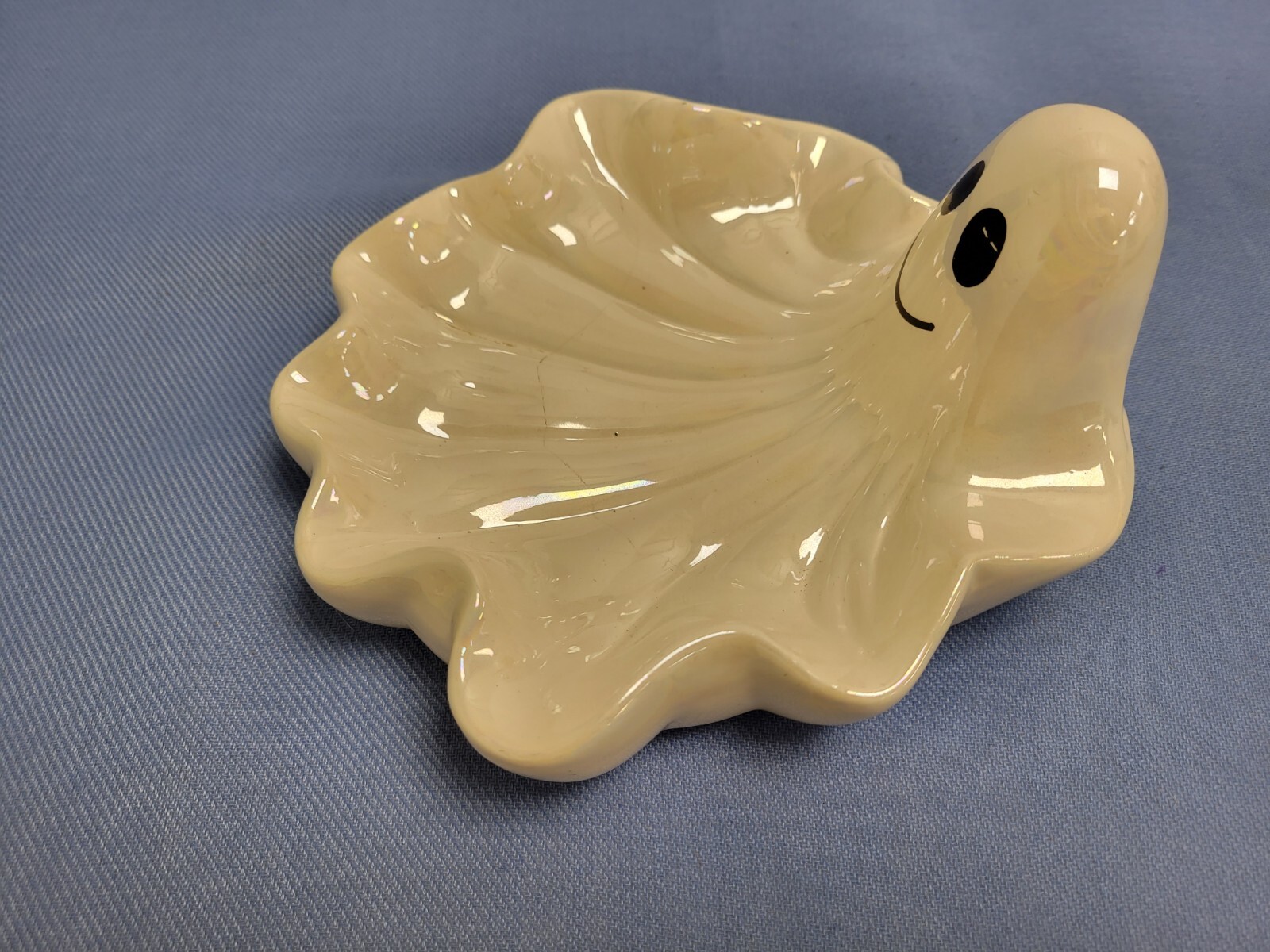 Vintage Halloween Ceramic Ghost Pearl White Candy Dish WCL 8" | eBay