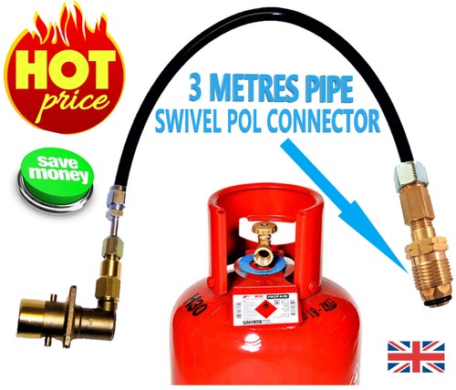 UK LPG Filling Point to Gas Propane Bottle 3 Meters FLEXI pipe SWIVEL ...