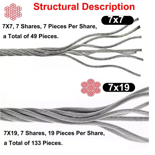 Stainless Steel Wire Rope Cable 0.3 0.5/1 To 20mm A2 7x7 & 7x19 ...