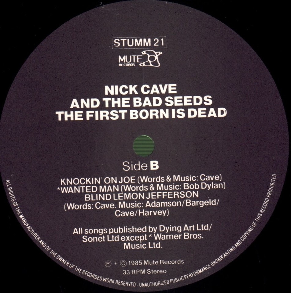 Nick Cave E I Bad Seeds First Born Is Dead LP Vinile UK Mute 1985 Con ...