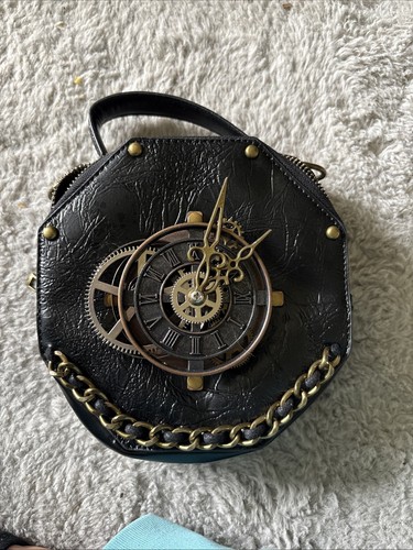 Steampunk Shoulder Bag Clock Purse PU Leather Retro for Women Girls ...