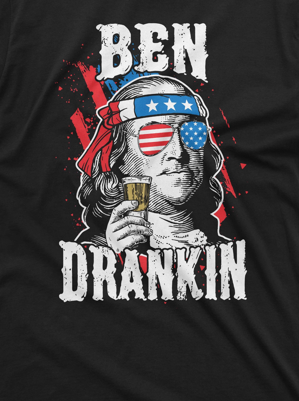 Funny Drinking Ben Drankin Tee shirt Benjamin Franklin USA 4th of July ...