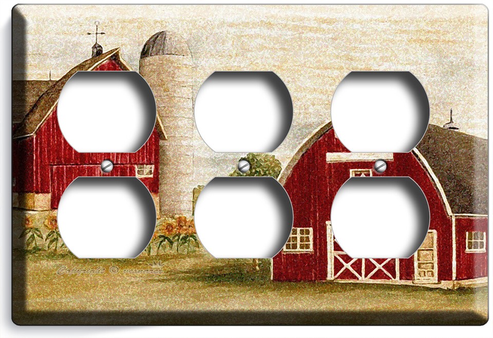 COUNTRY FARM RED BARNS LIGHT SWITCH OUTLET WALL PLATE RUSTIC HOME ART ...