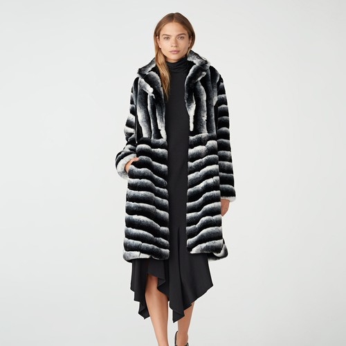 2025 Women's Full Pelt Real Rex Rabbit Fur Hooded Coat Jacket Overcoat ...