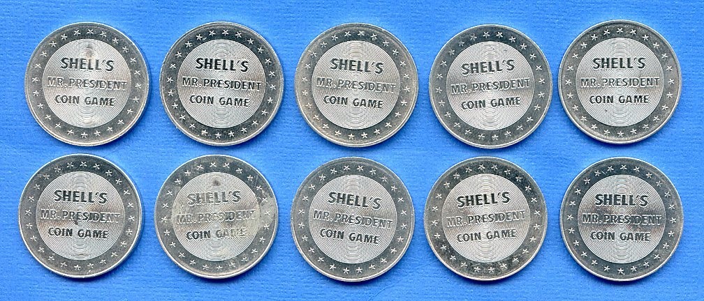 1968 Shell's Mr. President Coin Game Contest Lot of 10pcs Assorted ...