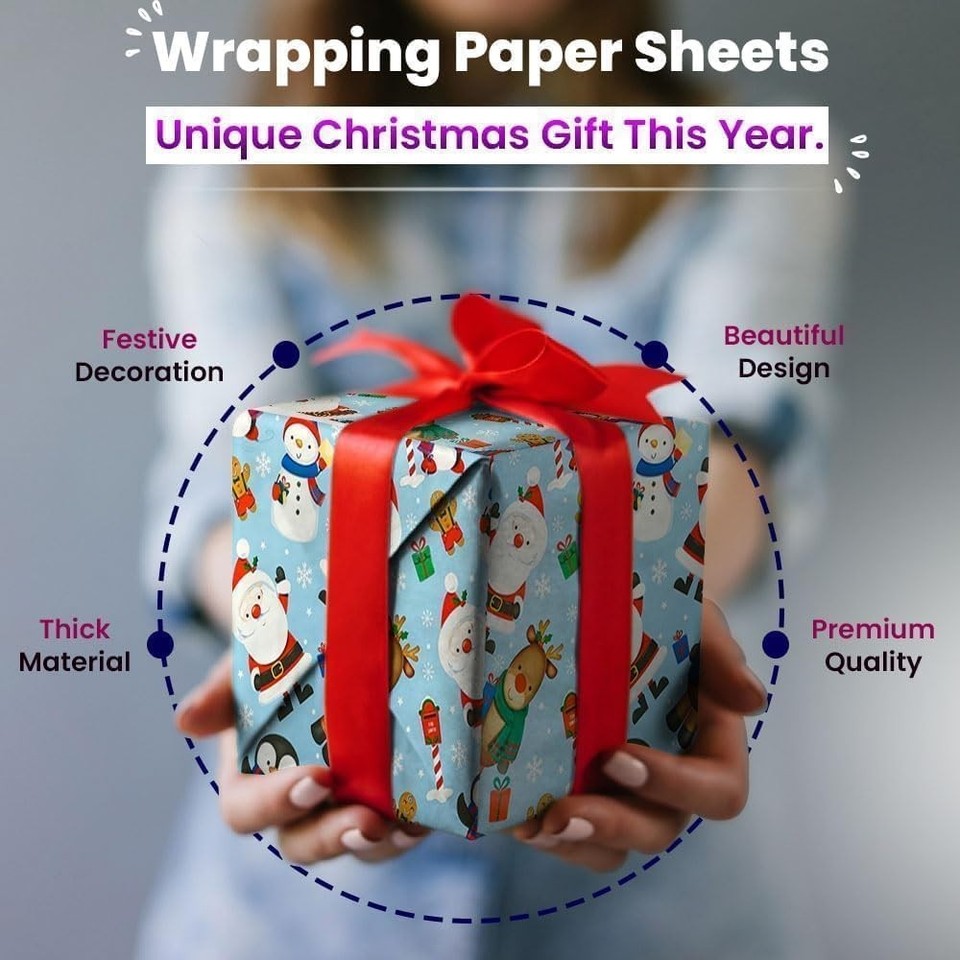 4 x 7M Cute Christmas Wrapping Paper roll -Perfect for Christmas | eBay UK