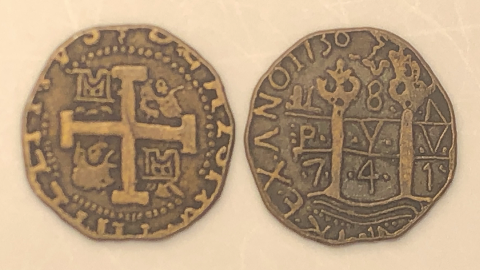 1730 EXANO 8 REALES 34CT REALISTIC BRONZE NOVELTY COIN PIRATE TREASURE ...