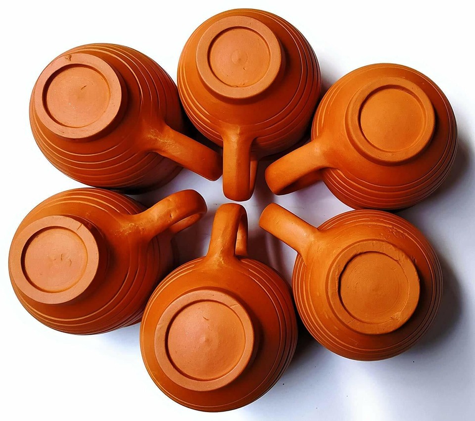 Handmade Unglazed Natural Terracotta Earthen Clay Tea Kulhad (Set of 6 ...