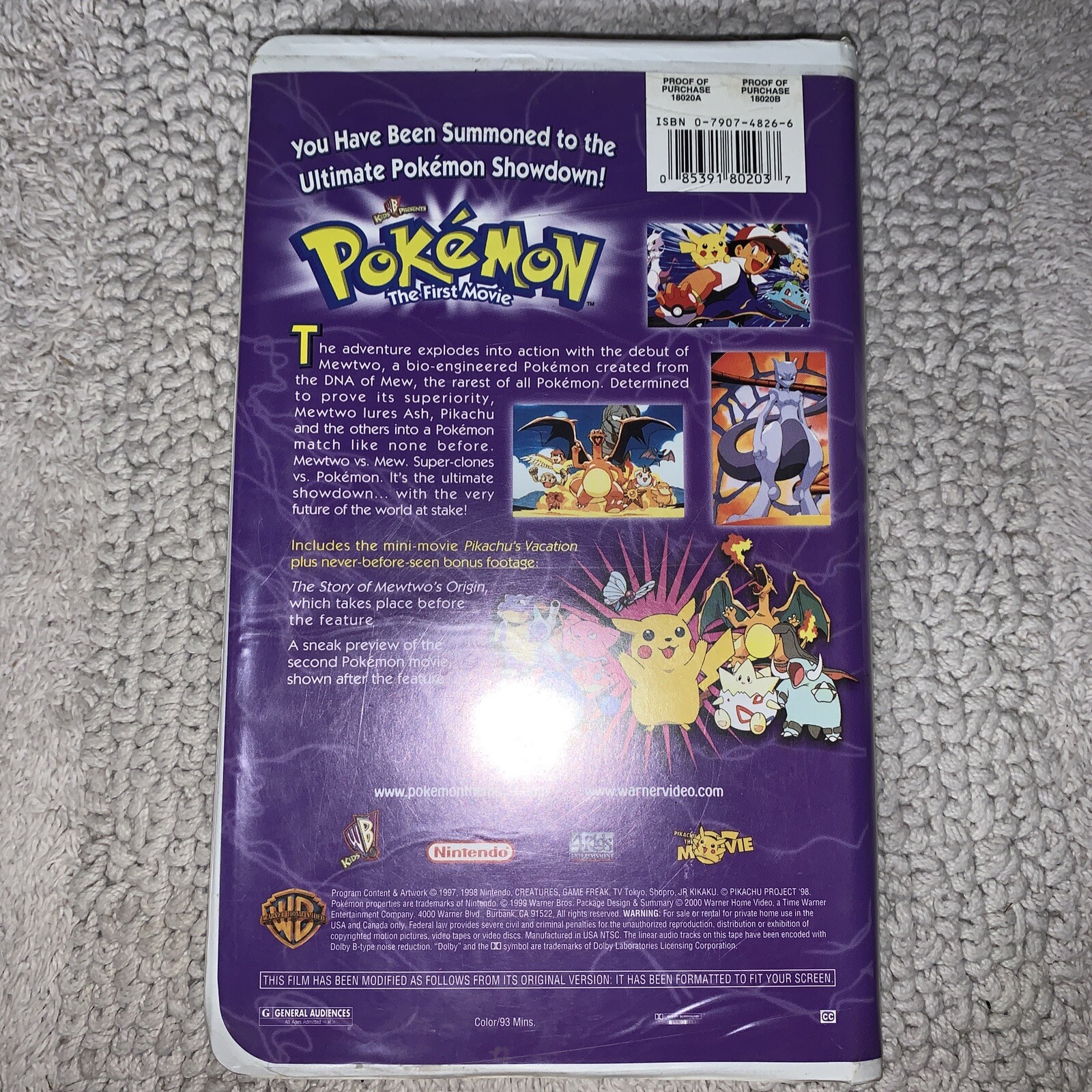 Pokemon the First Movie (VHS, 2000) Mewtwo Vs. Mew 85391802037| eBay