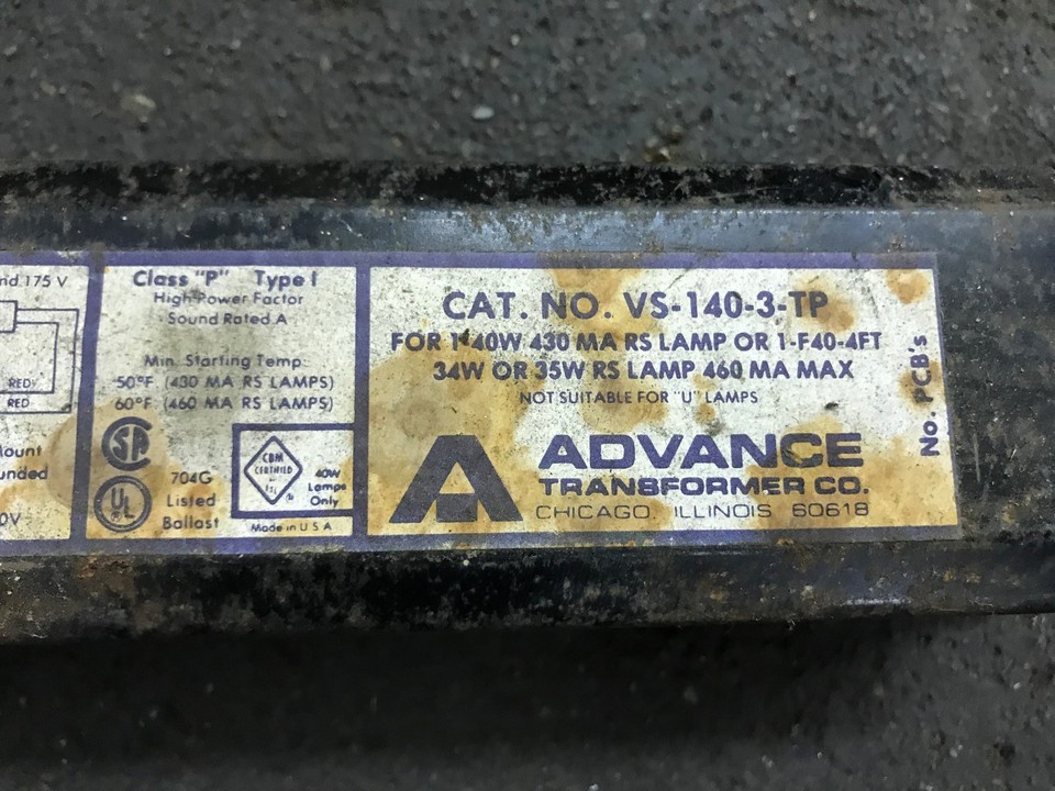 ADVANCE VS-140-3-TP GROUND BALLAST CLASS P TYPE I | eBay