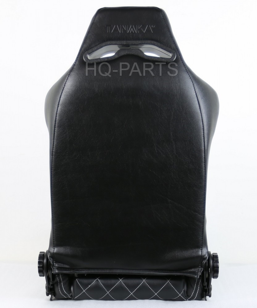 2 X TANAKA BLACK PVC LEATHER RACING SEATS RECLINABLE + DIAMOND STITCH ...