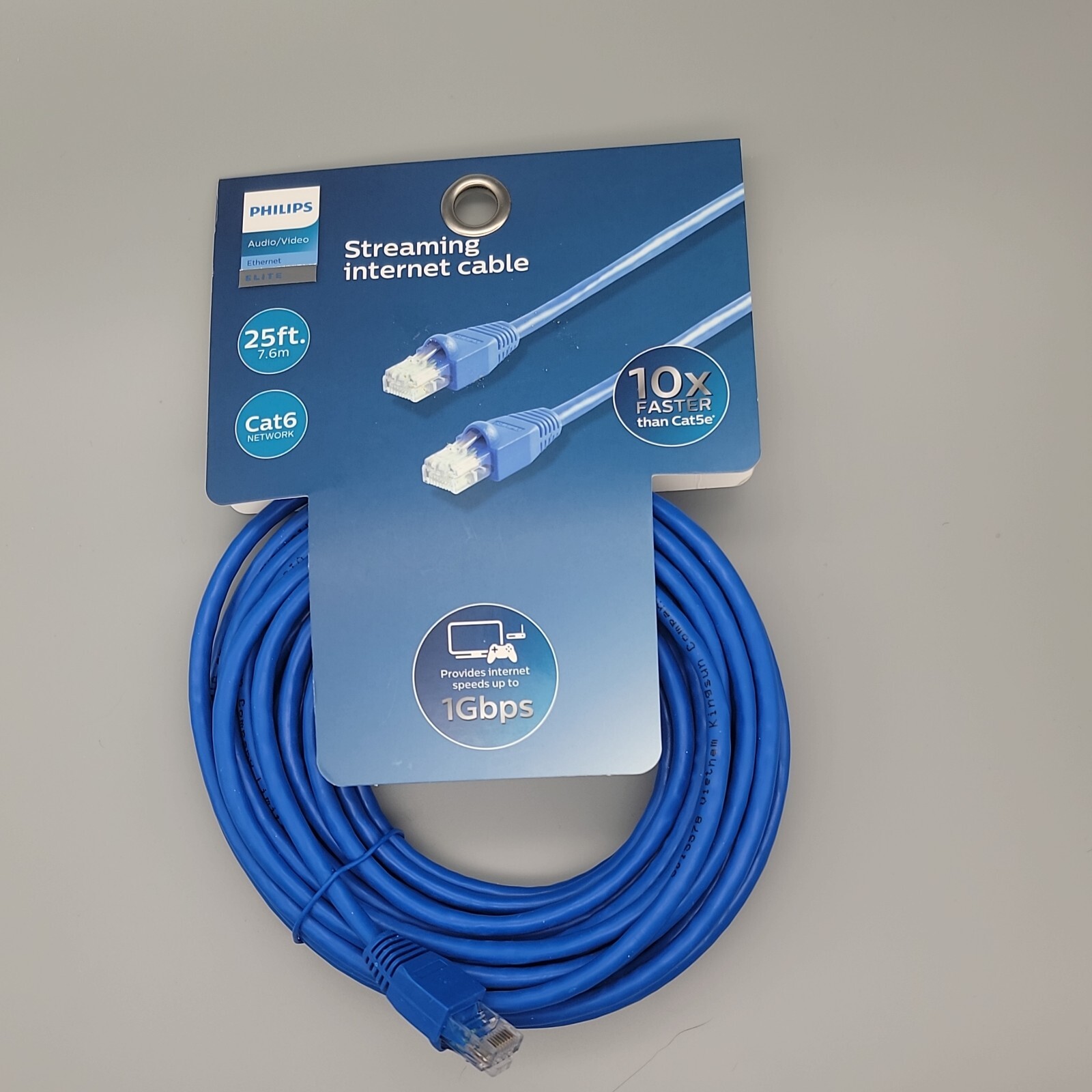 Philips Cat 6 Ethernet Cable, 25 ft. Blue, 1 Gbps 250MHz, High Speed ...