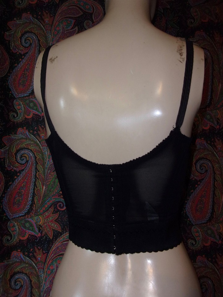 Vintage Charmfit Magic Cloud 1950's Black Lacy Long Line Bullet Bra 36B ...