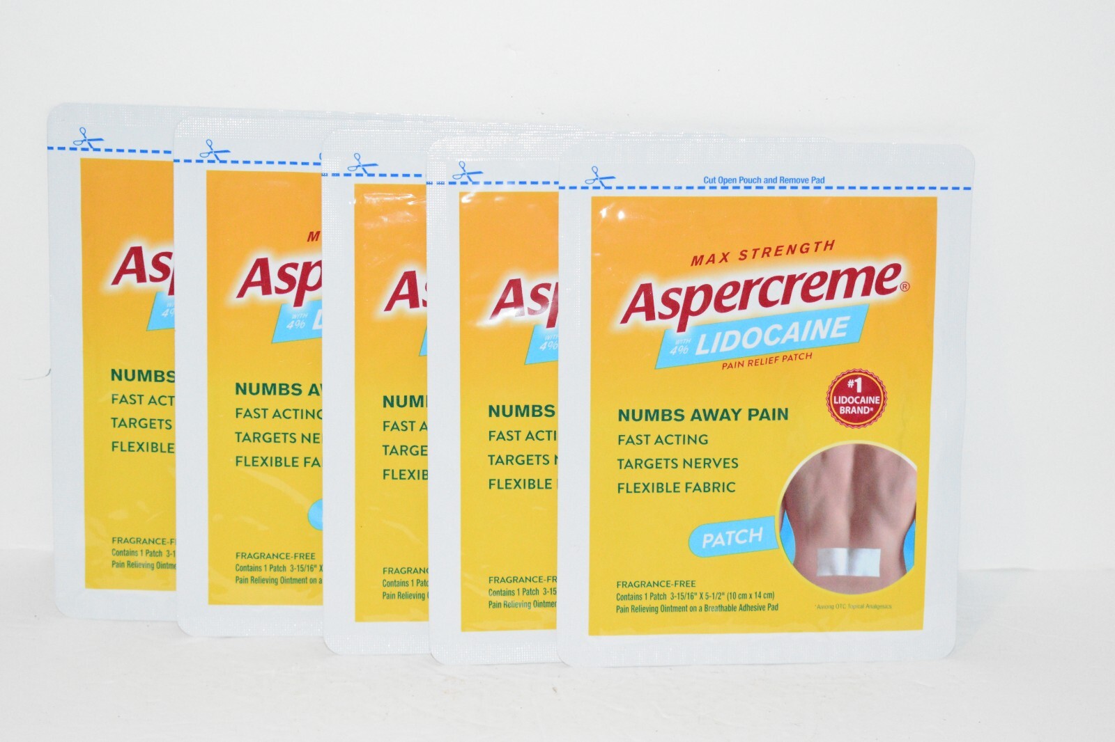Lot of 5 Aspercreme Fragrance-Free, Pain Relief Patches w/ Lidocane NEW ...