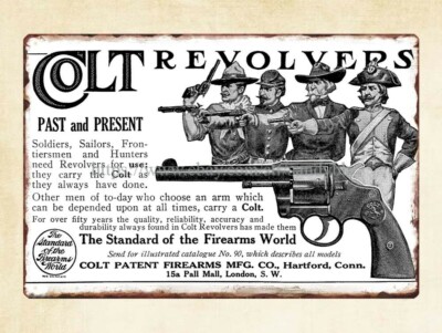 Colt revolver pistol shotgun firearms metal tin sign old metal signs ...