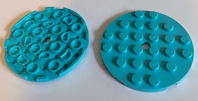 LEGO Parts 11213 (26 pcs) Plate, Round 6 x 6 w Hole Light Blue | eBay