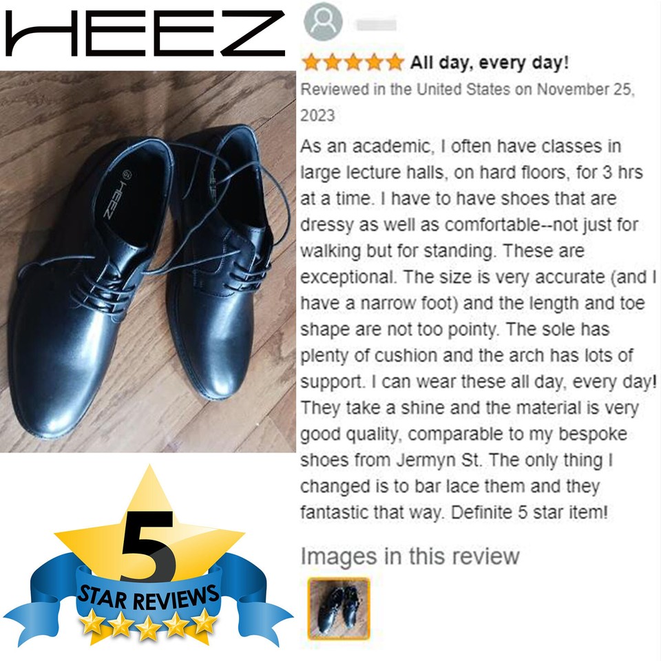 HEEZ Men Lace-Up Oxford Dress Shoes Leather Lace Up Casual Business ...