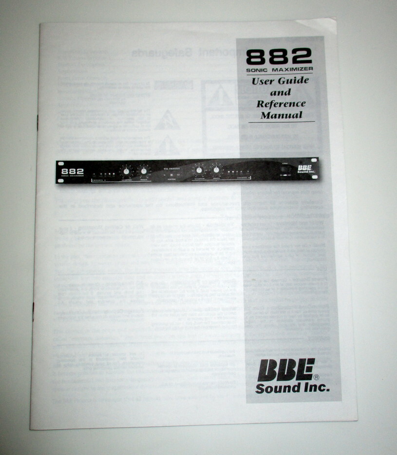 BBE 882 Sonic Maximizer Printed Operating Manual - Original! | eBay