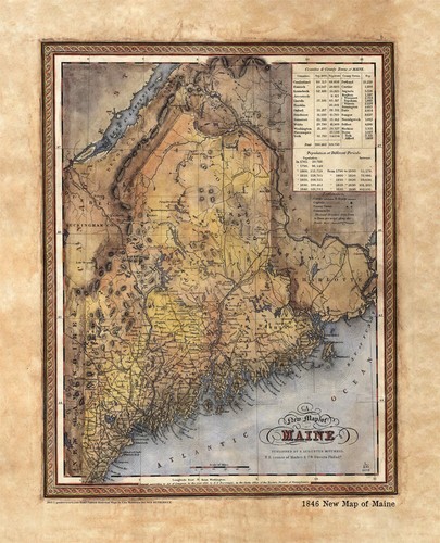 Antique Maine Map Art Print Poster Vintage Style Wall Great Home Decor ...