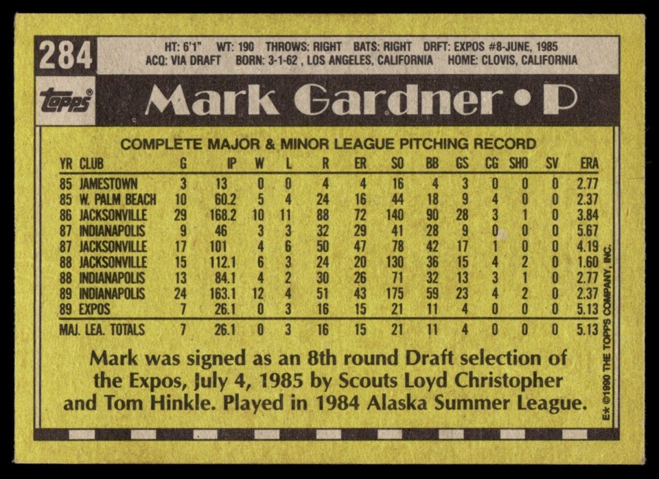 1990 Topps Future Star #284 Mark Gardner Rookie Montreal Expos | eBay