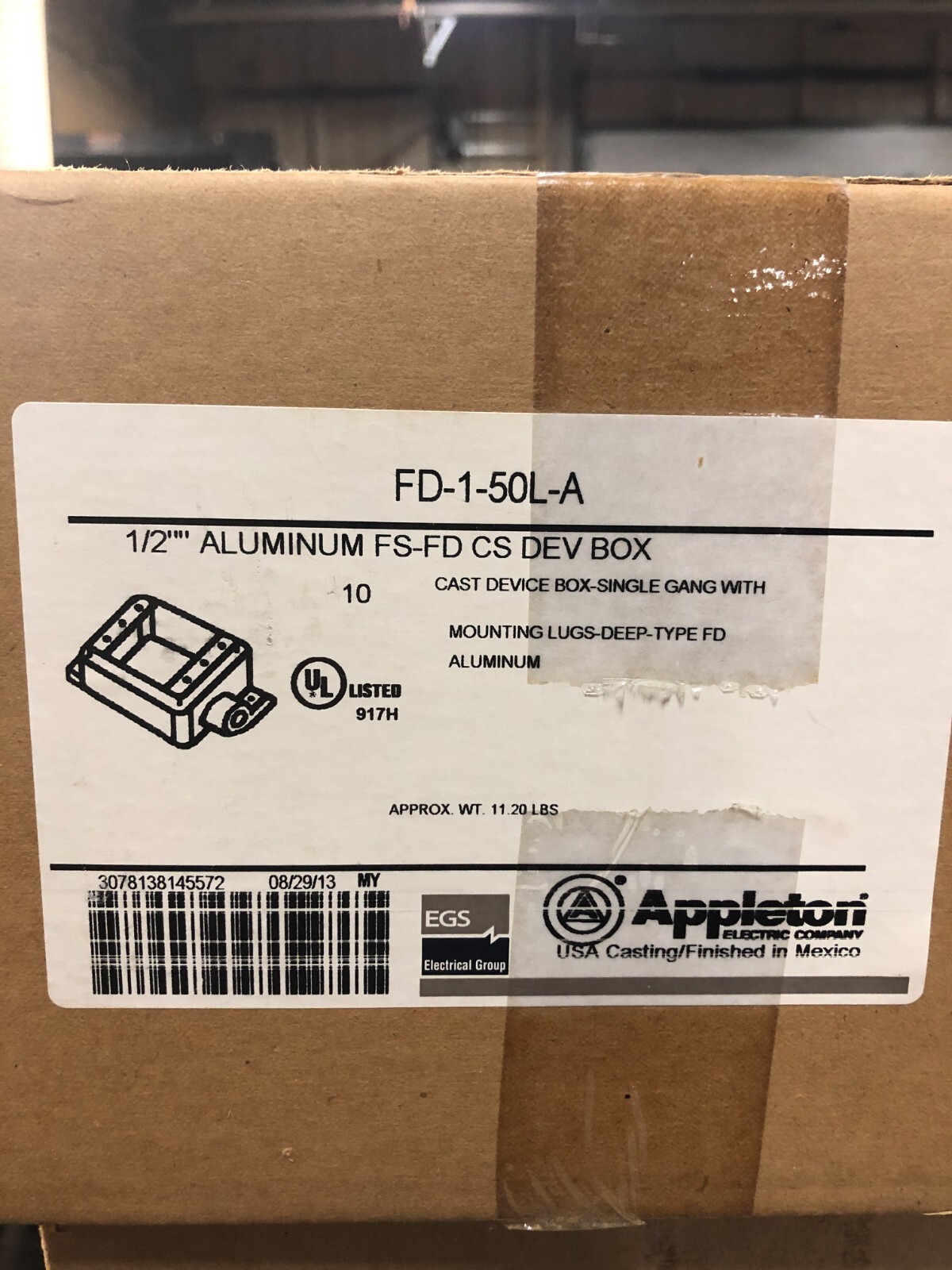 Appleton Device Box Deep 1/2", Aluminum #FD-1-50L-A (Sealed Box of 10 ...