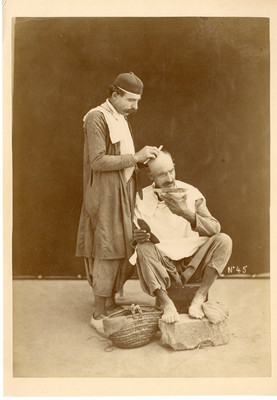 Syrie, barbier à Damas Vintage albumen print Tirage albuminé 17x22 Circ ...