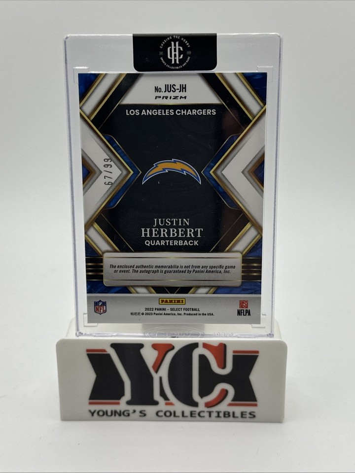 2022 Panini Select Justin Herbert Patch Auto Autograph /99 L.A ...