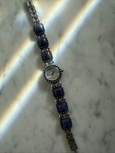 Vintage Victorian Pearl Dial Blue Lace Agate Stone Watch Japanese ...