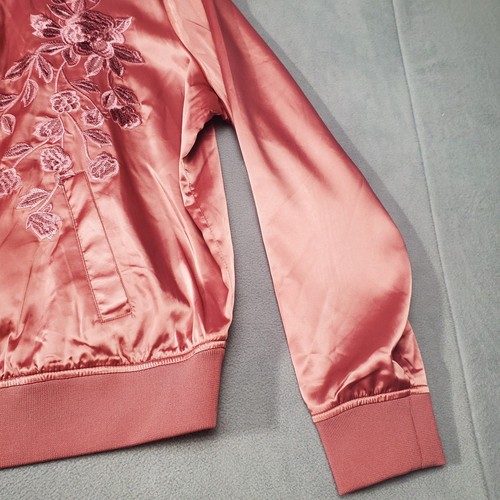 Torrid Satin Bomber Jacket Womens Size 1 Pink Rose Mauve Embroidered w ...