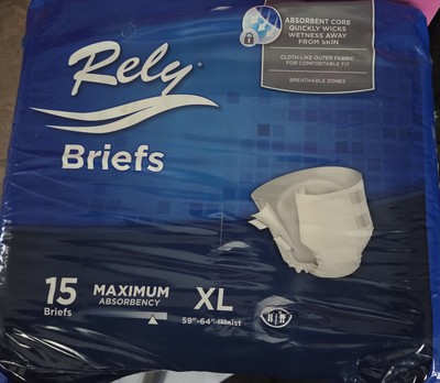 Rely Adult Briefs w/Tabs Size XL 2/15-Pk Incontinence Diapers | eBay