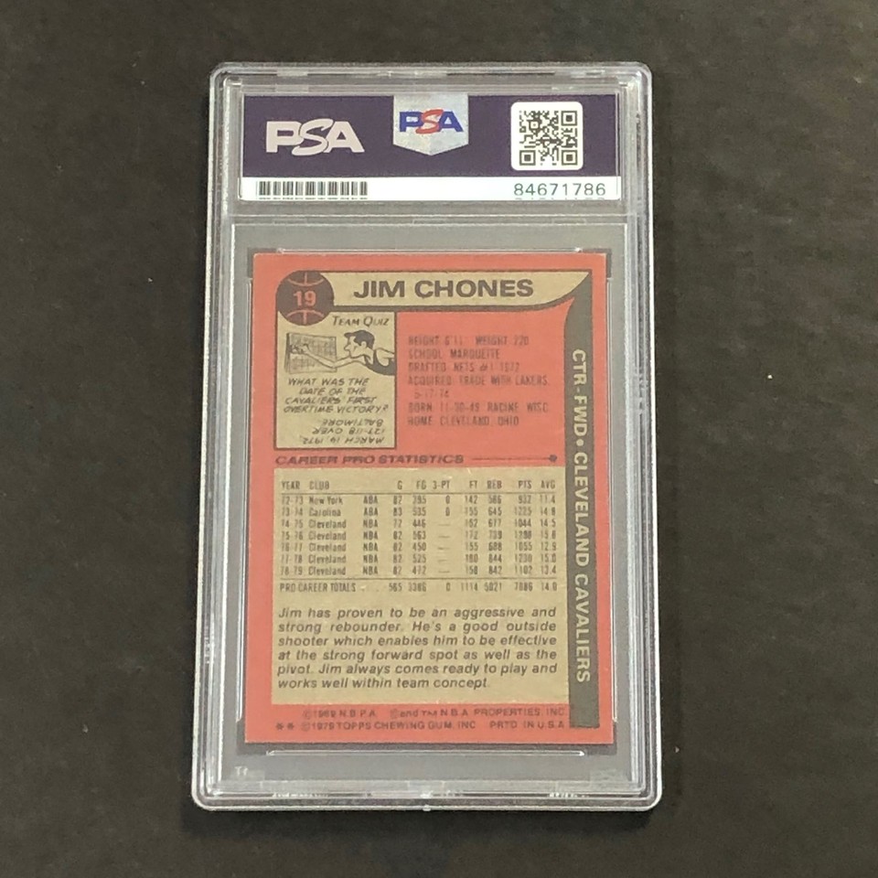 1979 Topps #19 Jim Chones Signed Card AUTO 10 PSA Slabbed Cavaliers | eBay