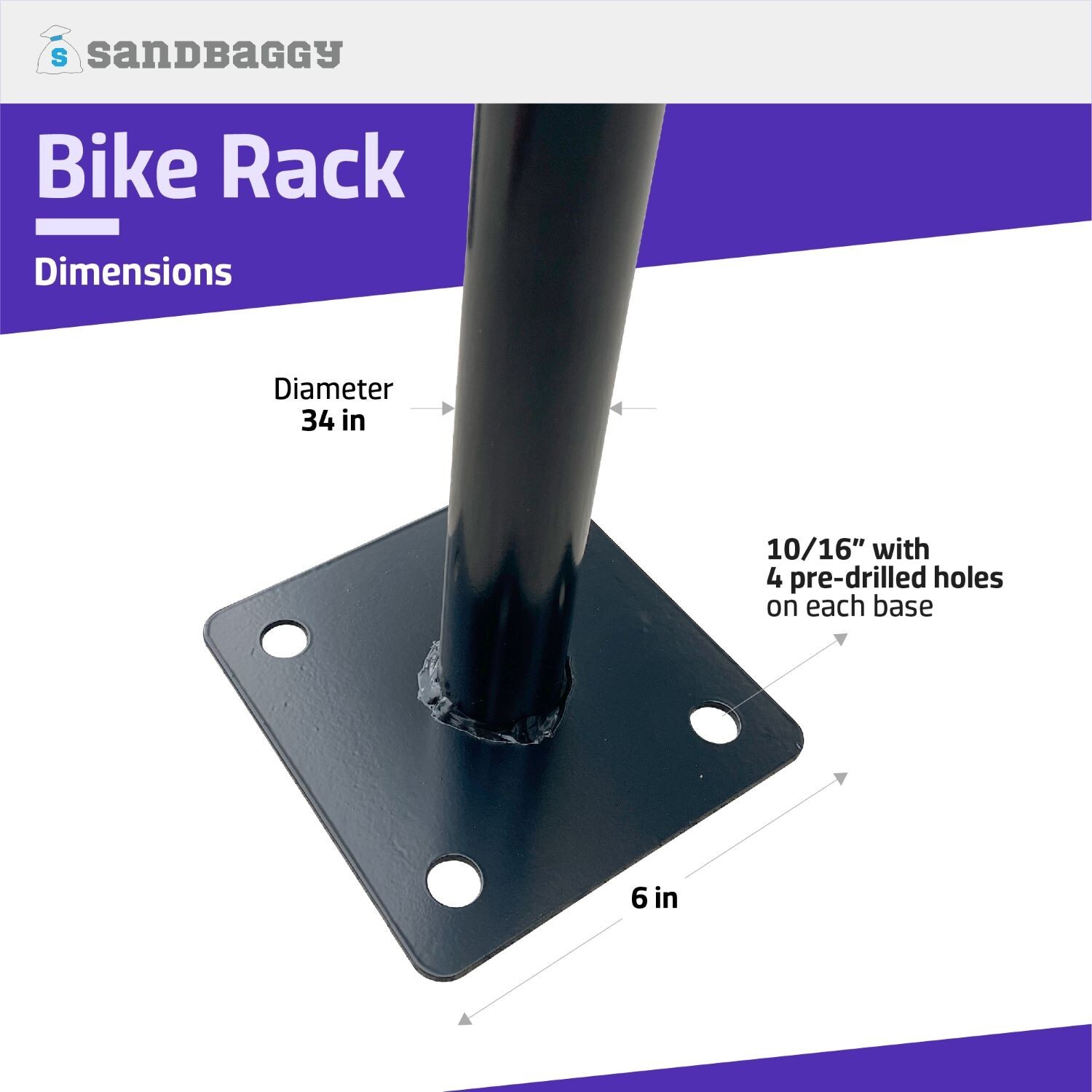 Sandbaggy In Ground Bike Rack | U Shaped, Commercial, Outdoor, 1 Loop ...