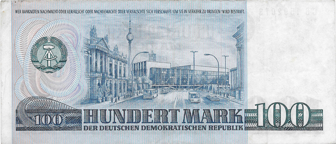 100 MARK GELDSCHEIN PAPIERGELD DDR GELD OST GELD 1975 CB 1592073 | eBay.de